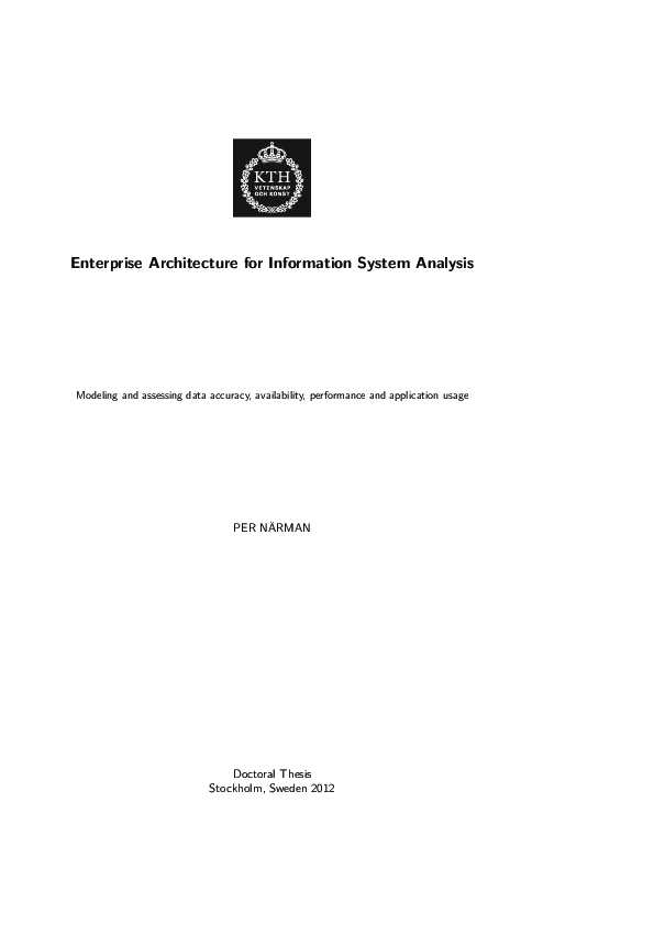 (PDF) Enterprise Architecture for Information System Analysis