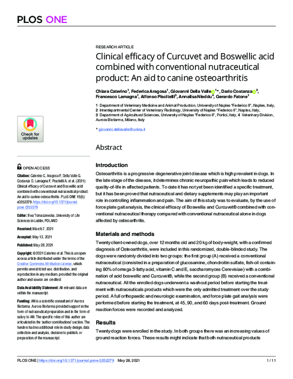 (PDF) Clinical efficacy of Curcuvet and Boswellic acid combined with ...