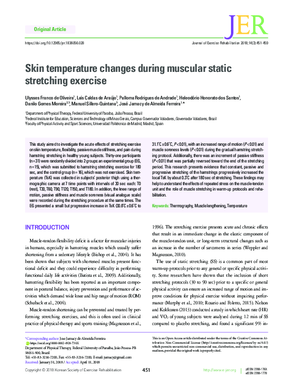 (PDF) Skin temperature changes during muscular static stretching ...