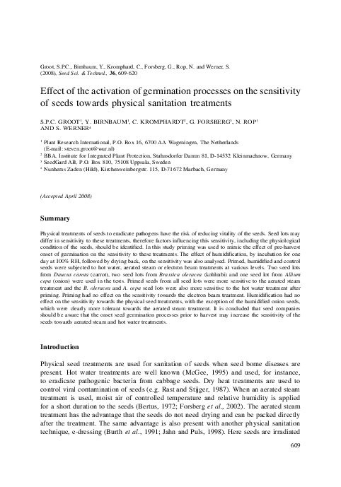 (PDF) Effect of the activation of germination processes on the ...