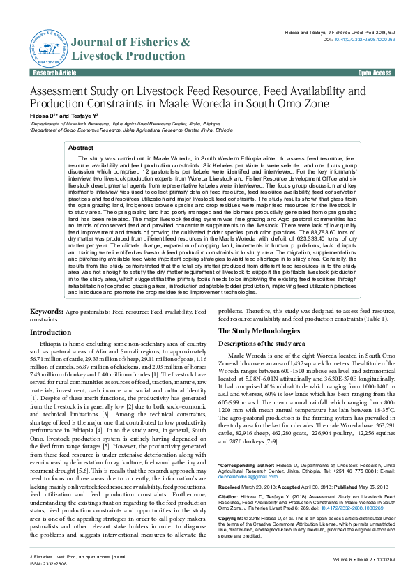 (PDF) Assessment Study on Livestock Feed Resource, Feed Availability ...