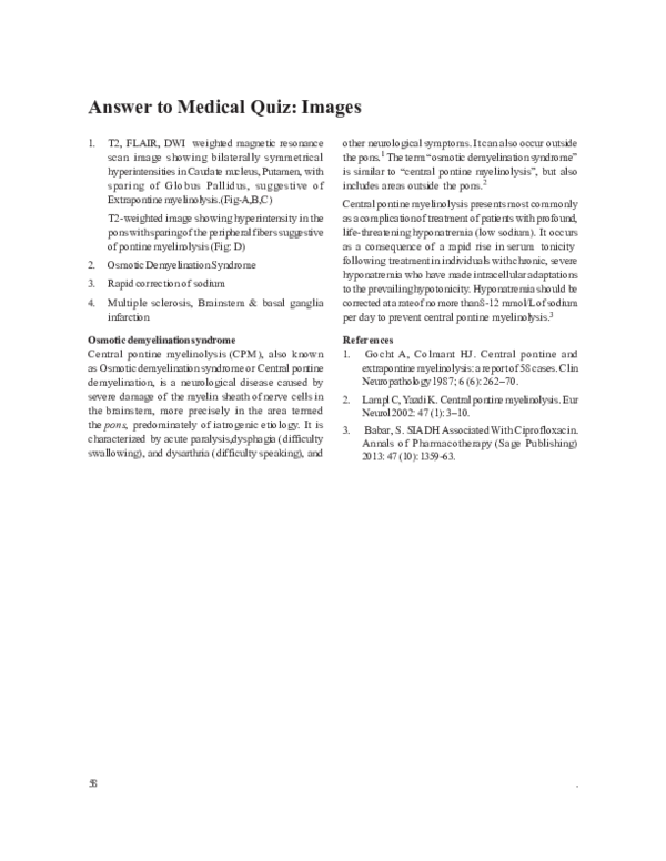 (PDF) Answer to Medical Quiz: Images Vol. 6(1)