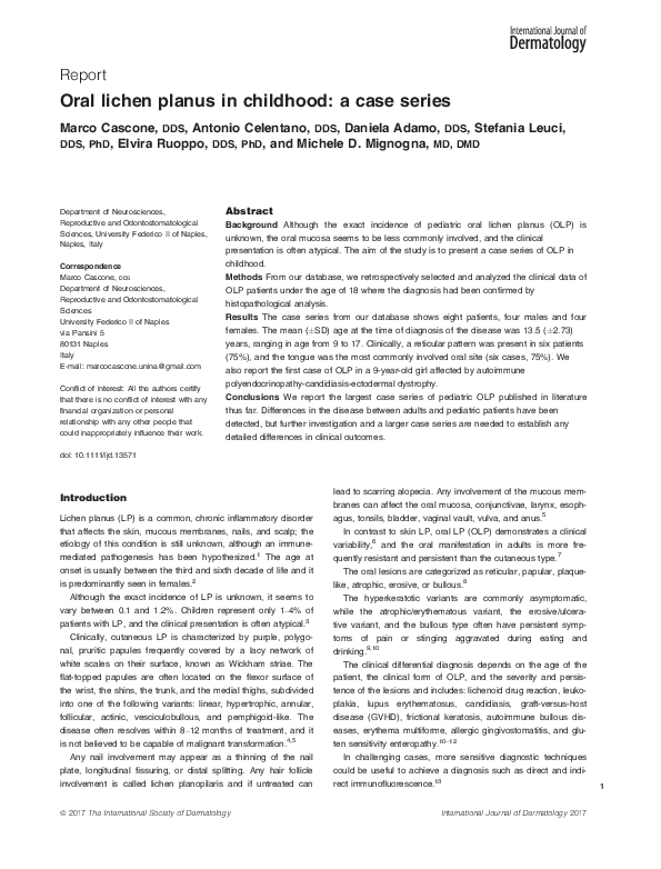 (PDF) Oral lichen planus in childhood: a case series
