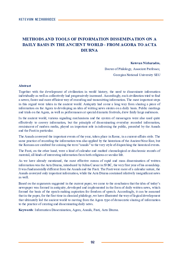 (PDF) Methods and Tools of Information Dissemination on a Daily Basis ...