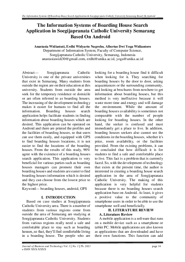 (PDF) The Information Systems of Boarding House Search Application In Soegijapranata Catholic ...