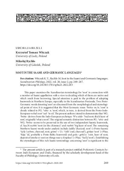 (PDF) Soot in the Saami and Germanic languages