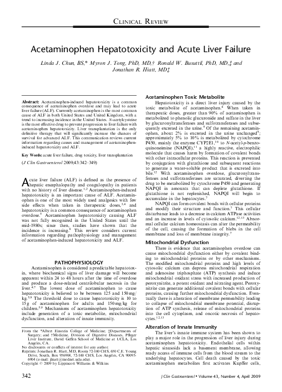 (PDF) Acetaminophen Hepatotoxicity and Acute Liver Failure