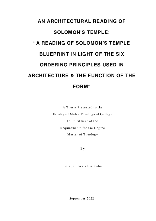(PDF) AN ARCHITECTURAL READING OF SOLOMON'S TEMPLE: "A READING OF ...