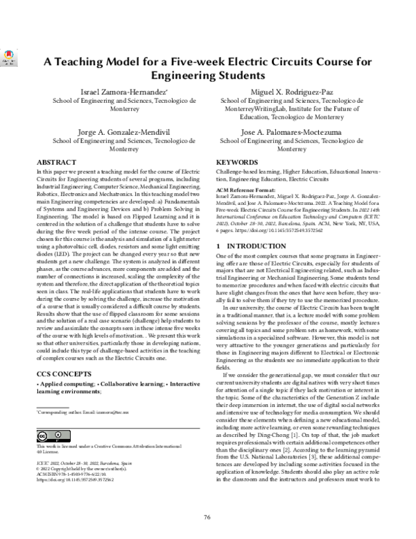 (PDF) A Teaching Model for a Five-week Electric Circuits Course for ...