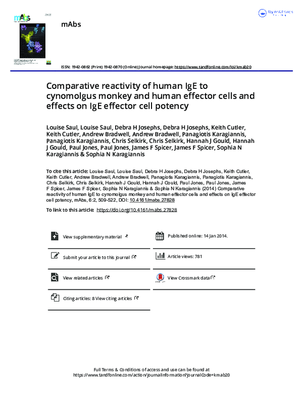 (PDF) Comparative reactivity of human IgE to cynomolgus monkey and ...