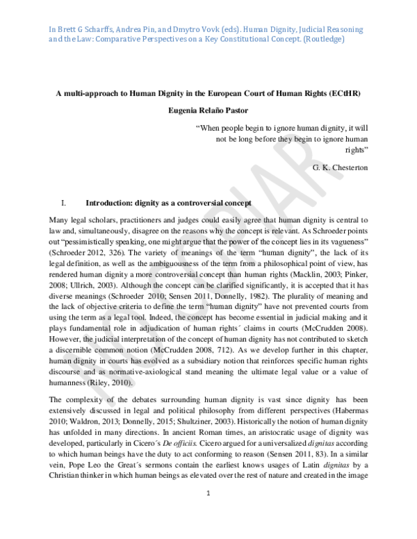 (PDF) A multi-approach to Human Dignity in the European Court of Human ...