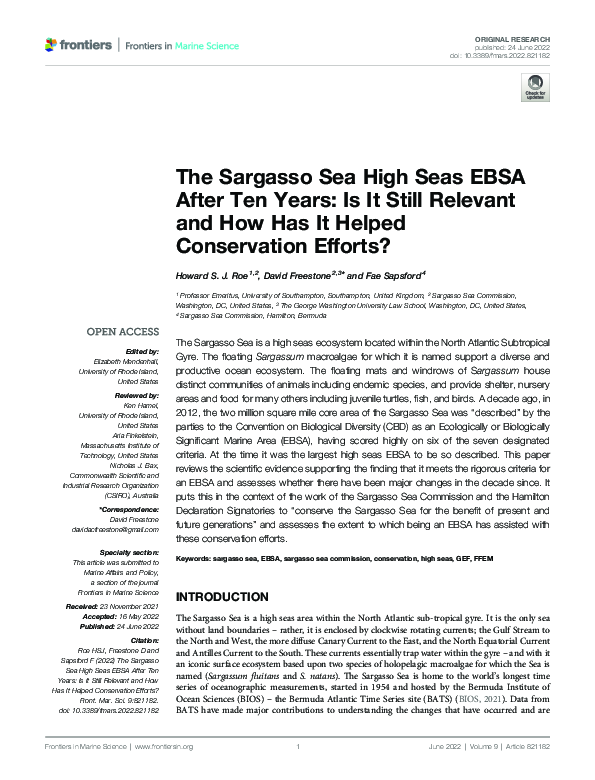 (PDF) The Sargasso Sea High Seas EBSA After Ten Years: Is It Still ...