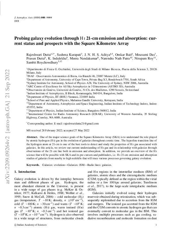 (PDF) Probing galaxy evolution through HI 21-cm emission and absorption ...