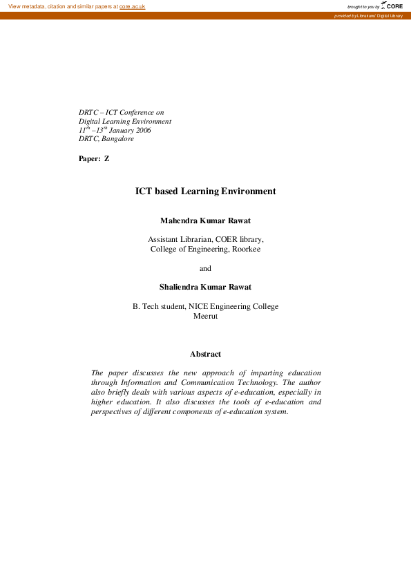 (PDF) ICT based Learning Environment