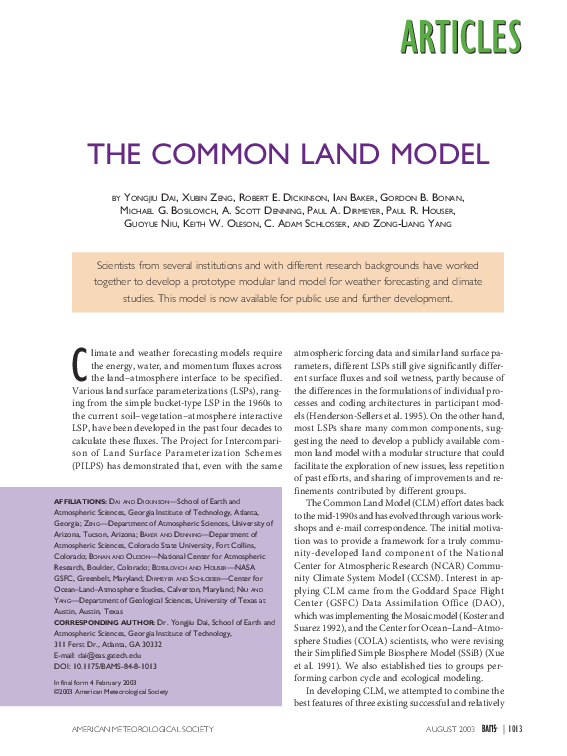 (PDF) The Common Land Model