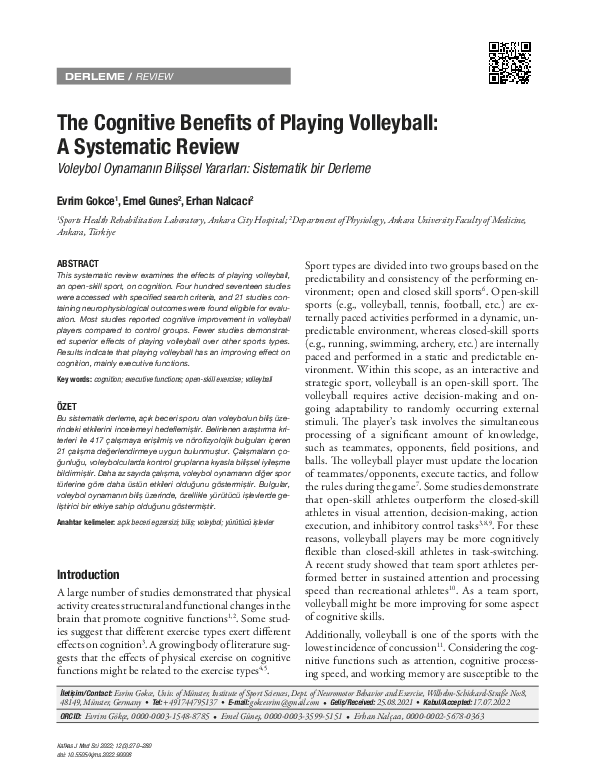 (PDF) The Cognitive Benefits of Playing Volleyball: A Systematic Review