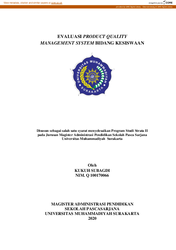(PDF) Evaluasi Product Quality Management System Bidang Kesiswaan