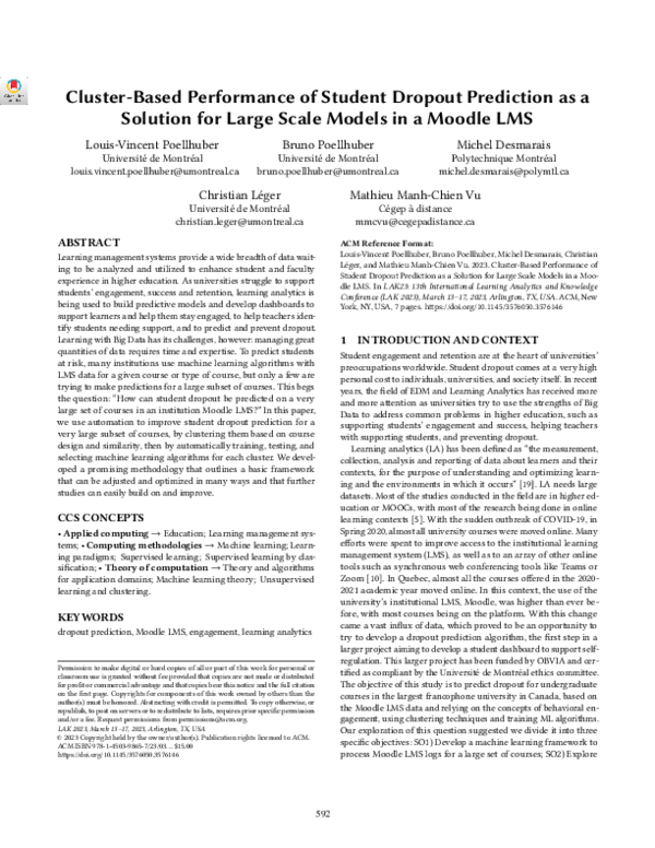 (PDF) Cluster-Based Performance of Student Dropout Prediction as a Solution for Large Scale ...