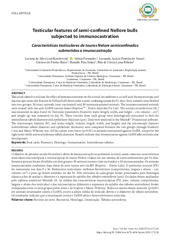 (PDF) Testicular features of semi-confined Nellore bulls subjected to ...
