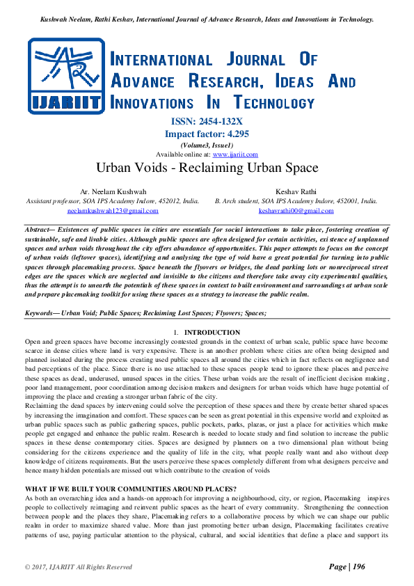 (PDF) Urban Voids – Reclaiming Urban Space
