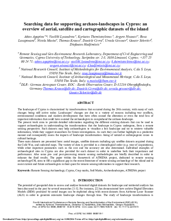 (PDF) Searching data for supporting archaeo-landscapes in Cyprus: an ...