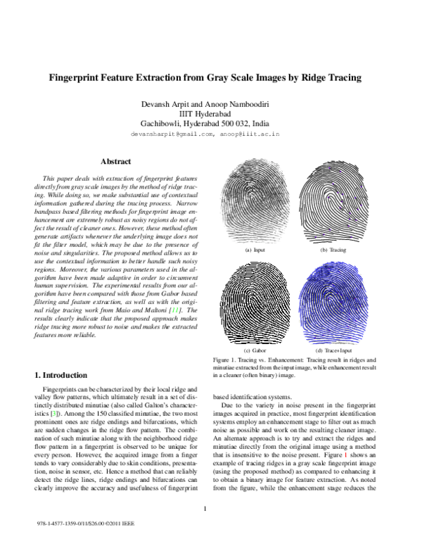 (PDF) Fingerprint feature extraction from gray scale images by ridge tracing