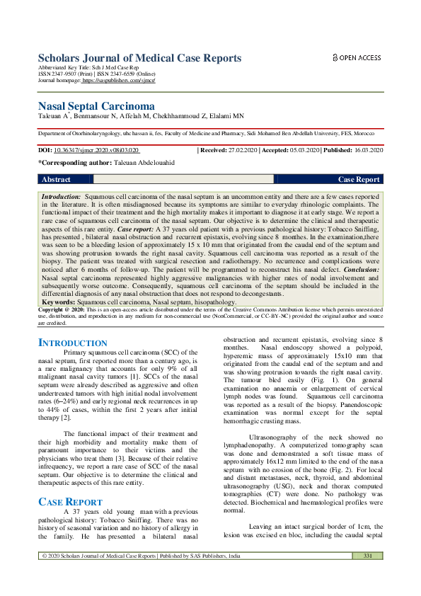 (PDF) Nasal Septal Carcinoma