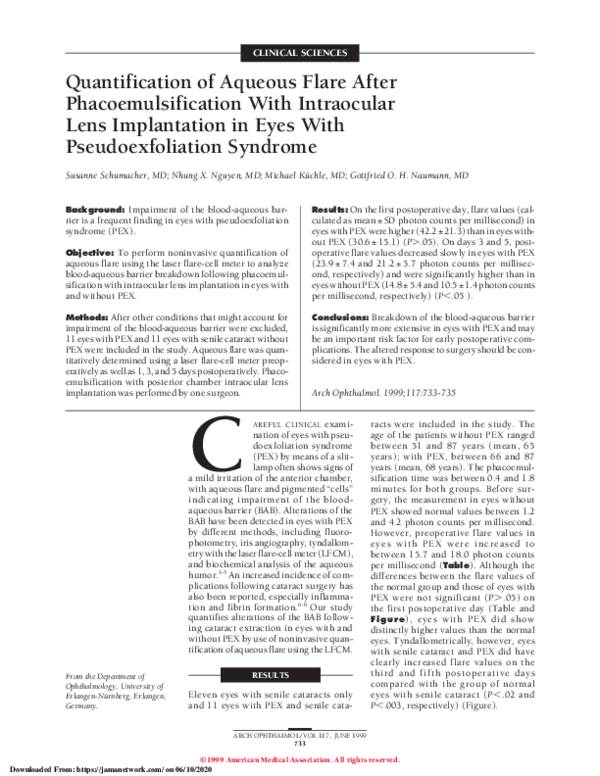 (PDF) Aqueous Flare in PEX Post-Phacoemulsification