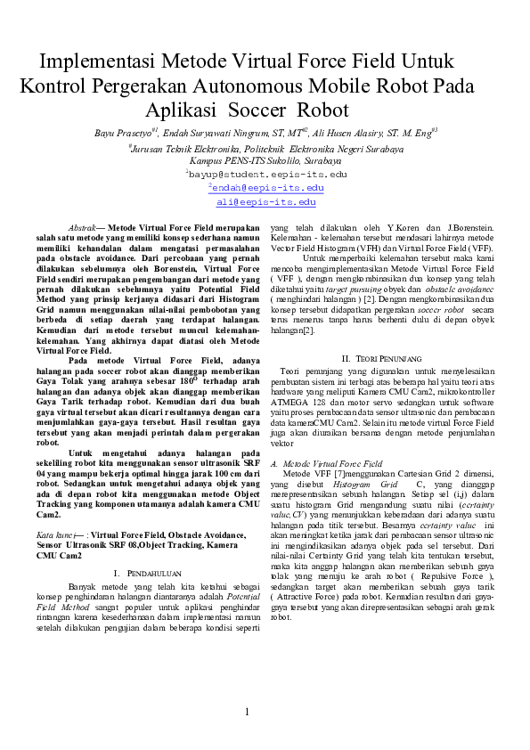 (PDF) Implementasi Metode Virtual Force Field Untuk Kontrol Pergerakan Autonomous Mobile Robot ...