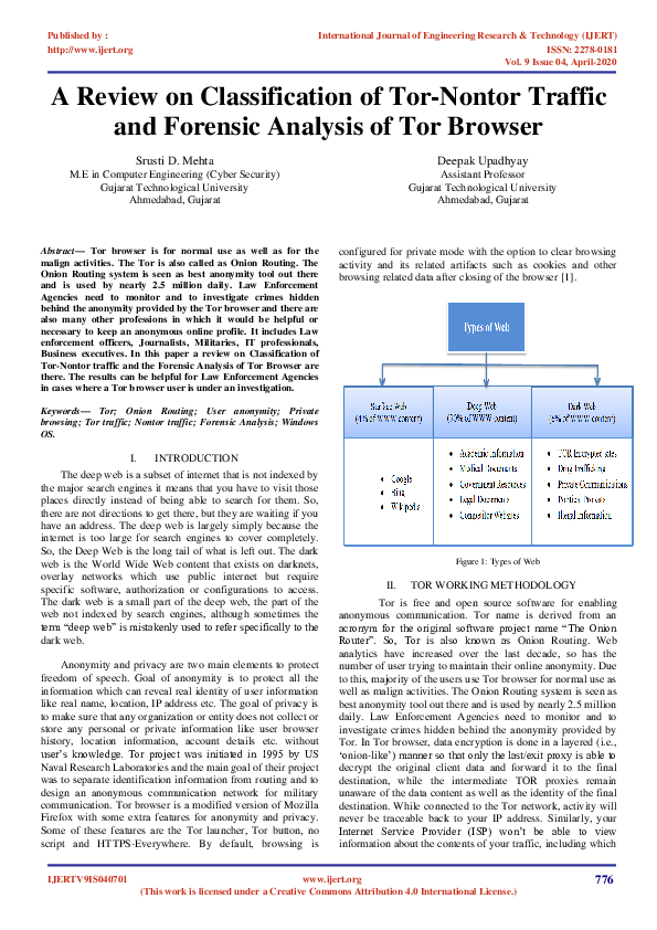 (PDF) A Review on Classification of Tor-Nontor Traffic and Forensic ...