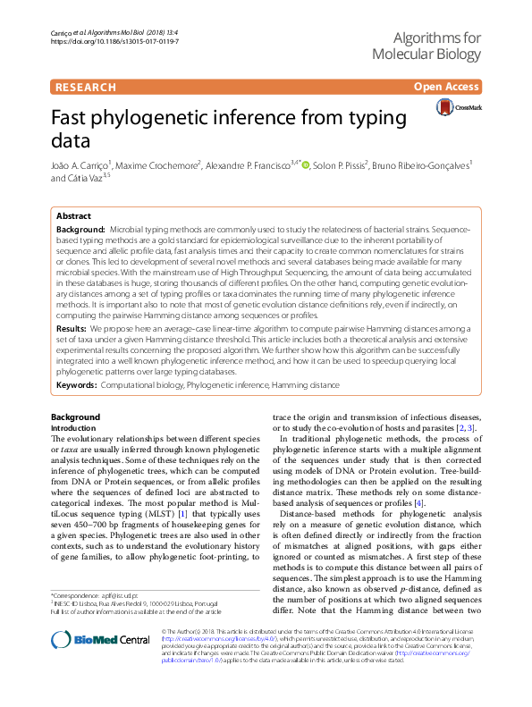 (PDF) Fast phylogenetic inference from typing data