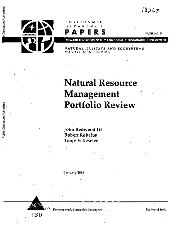 (PDF) Natural resource management portfolio review