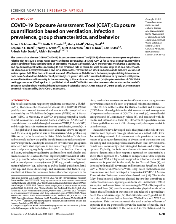 (PDF) COVID-19 Exposure Assessment Tool (CEAT): Exposure quantification ...