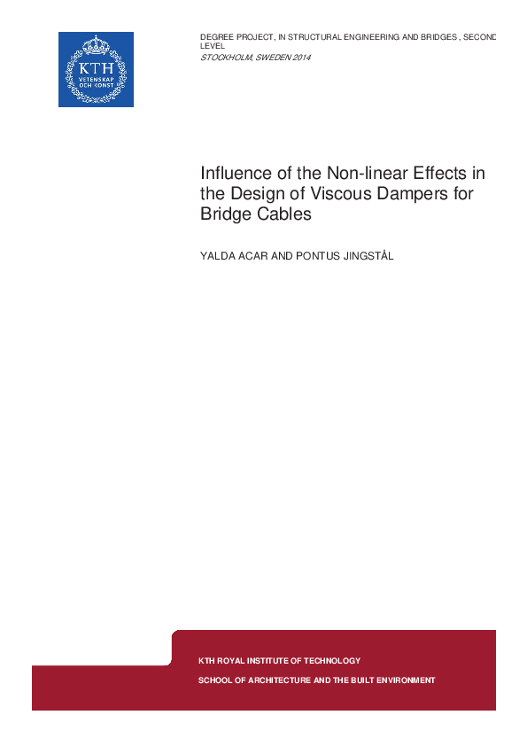 Pdf Influence Of The Non Linear Effects In The Design Of Viscous Dampers For Bridge Cables