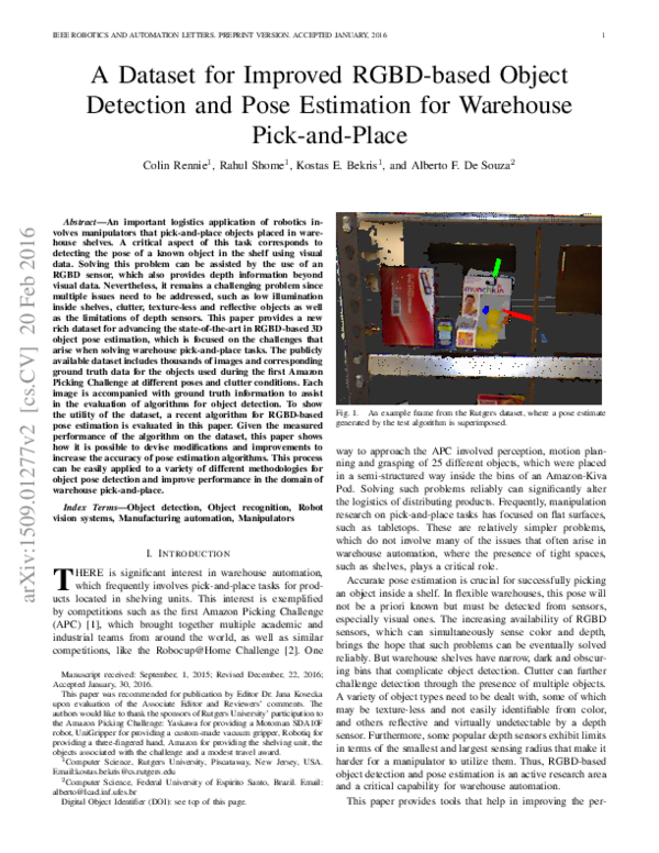 Pdf A Dataset For Improved Rgbd Based Object Detection And Pose