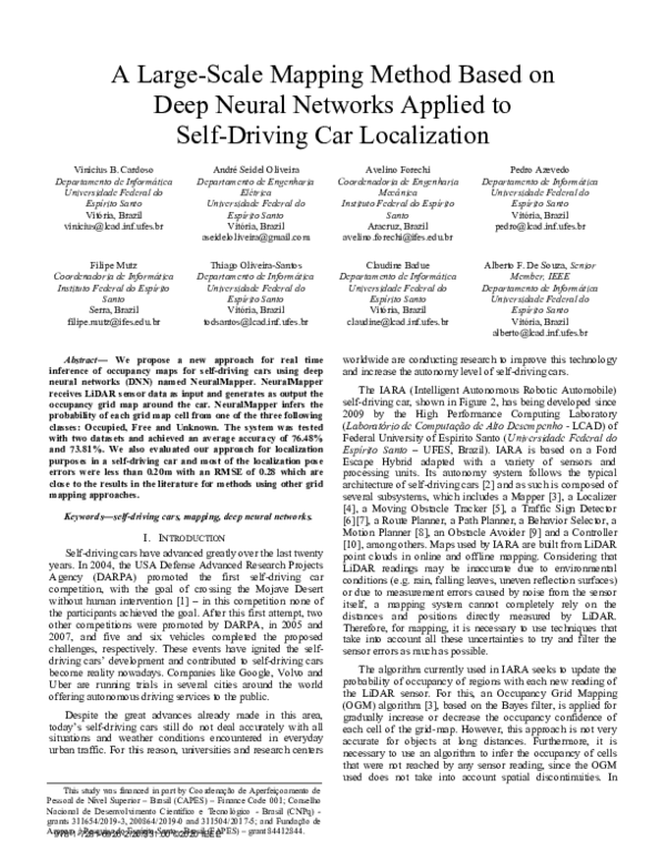 Pdf A Large Scale Mapping Method Based On Deep Neural Networks Applied To Self Driving Car 