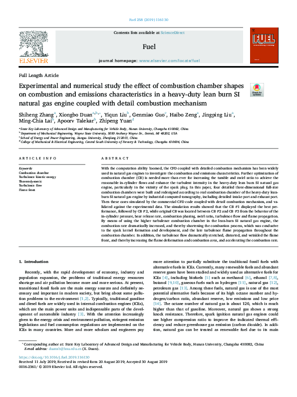 (PDF) Experimental and numerical study the effect of combustion chamber ...