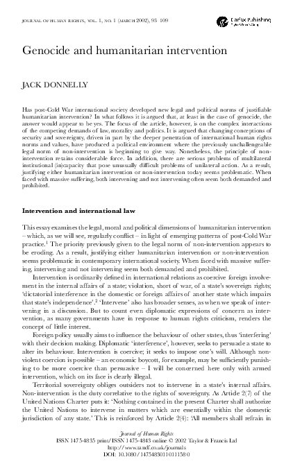(PDF) Genocide and humanitarian intervention