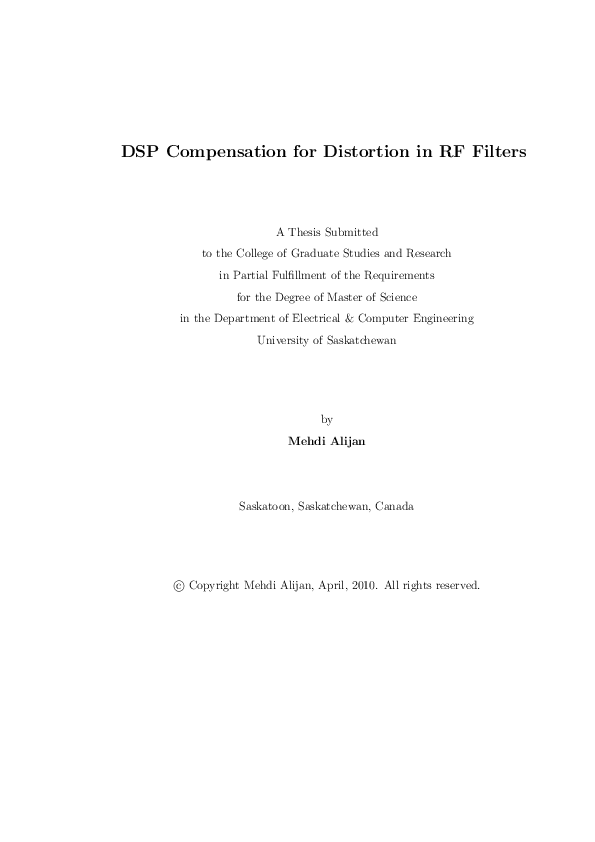 (PDF) DSP compensation for distortion in RF filters