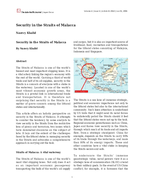 (PDF) Security in the Straits of Malacca Nazery Khalid Security in the ...