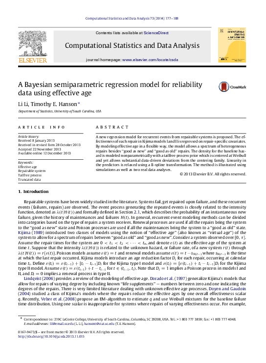 Pdf A Bayesian Semiparametric Regression Model For Reliability Data Using Effective Age