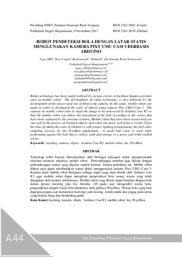 Pdf Robot Ball Detector With Static Background Using Arduino Based Pixy Cmu Cam 5 Camera