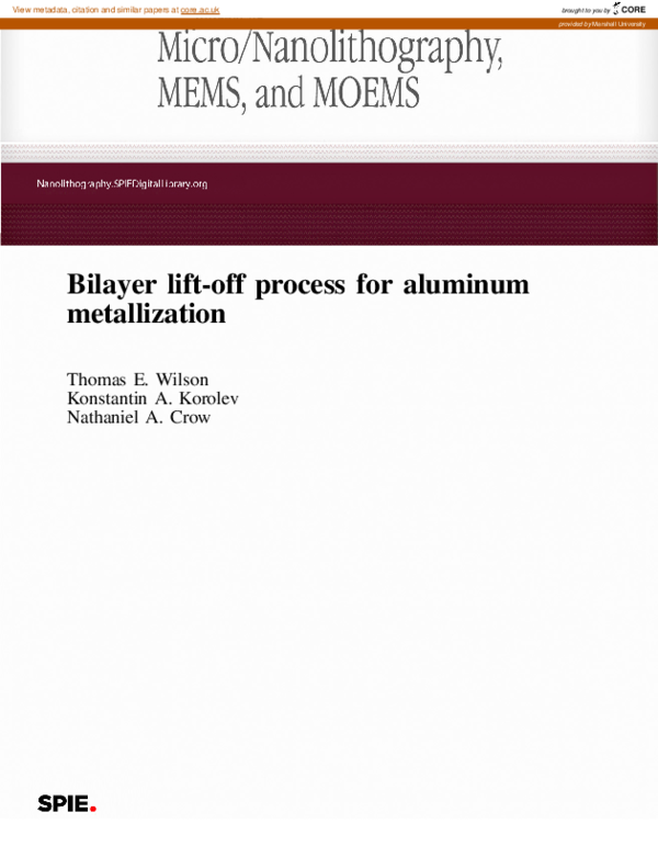 (PDF) Bilayer lift-off process for aluminum metallization