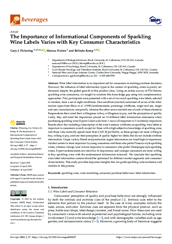 (PDF) The Importance of Informational Components of Sparkling Wine ...