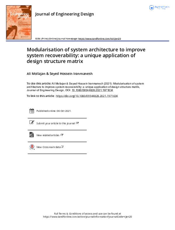 (PDF) Modularisation of system architecture to improve system ...