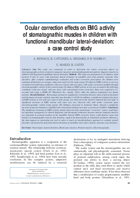(PDF) Ocular correction effects on EMG activity of stomatognathic ...