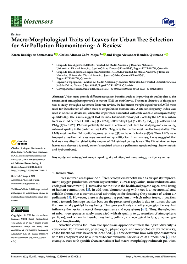 (PDF) Macro-Morphological Traits of Leaves for Urban Tree Selection for ...