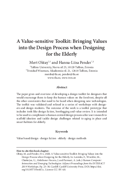 (PDF) A Value-sensitive Toolkit: Bringing Values into the Design Process when Designing for the ...