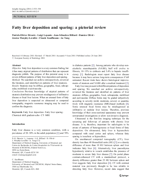 (PDF) Fatty liver deposition and sparing: a pictorial review