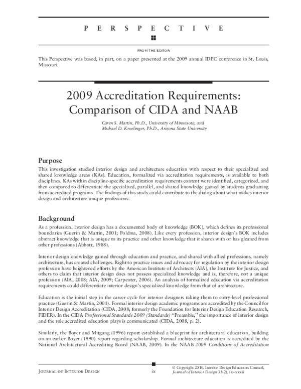 (PDF) 2009 Accreditation Requirements: Comparison of CIDA and NAAB
